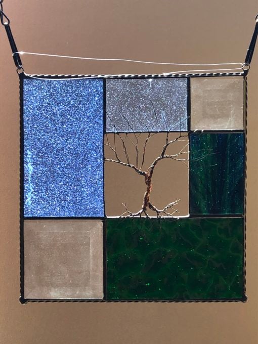 Blue and Green Stained Glass Tree (8" x 8") | Burlington Community ...