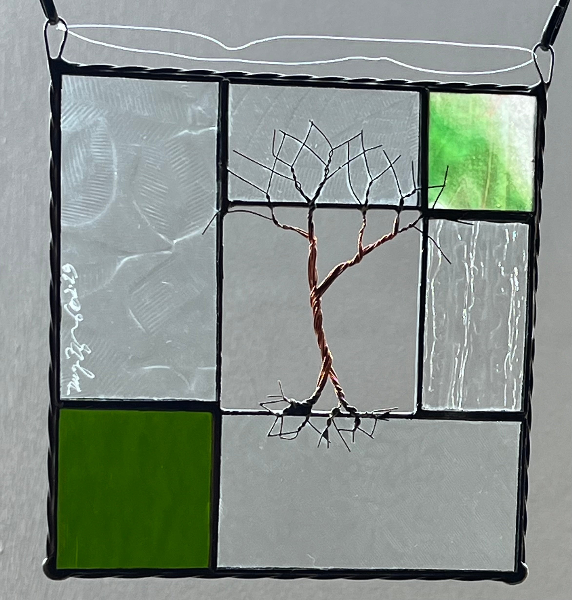 Greens and Clear Textures Stained Glass Tree (6"x6") | Burlington ...